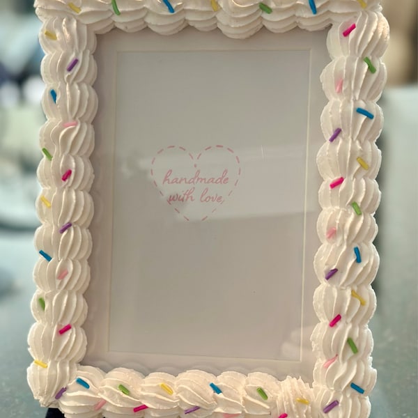 Fake Cake Photo Frame White With Colorful Sprinkles 4x6 / 5x7 / 8x10 ...