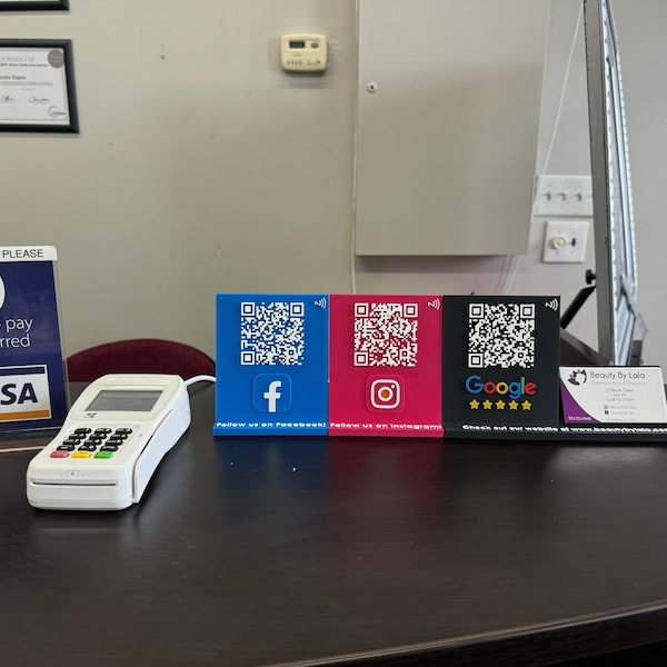 Custom Qr Stand W/ Business Card Holder and NFC Chip - Etsy