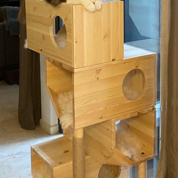 Freestanding Wooden Modular Cat House - Etsy