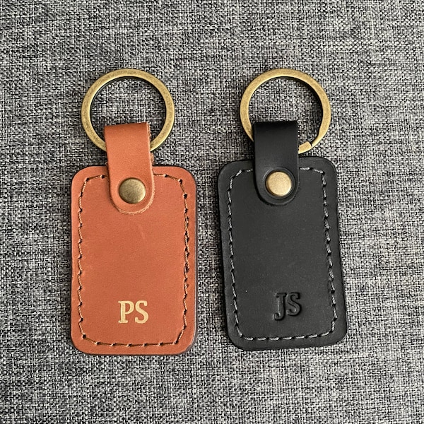 Personalized Leather Keychain, Leather Initial Keychain Personalized ...