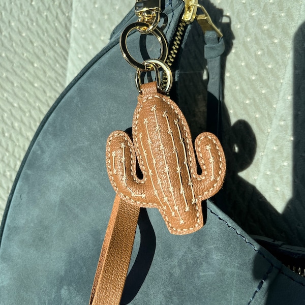 Leather Cactus Charm, Handmade Original Cactus Charm, Cute Cactus ...