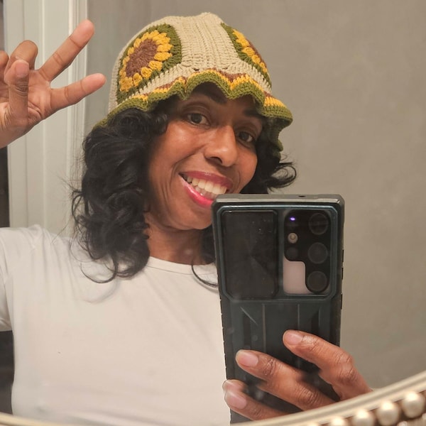 Green Granny Square Beanie, Green Yellow Crochet Beanie, Granny Square ...