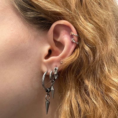 Twist Lobe Cuff, Minimalist Lobe Cuff Stud Earrings, Lobe Cuff Sterling ...