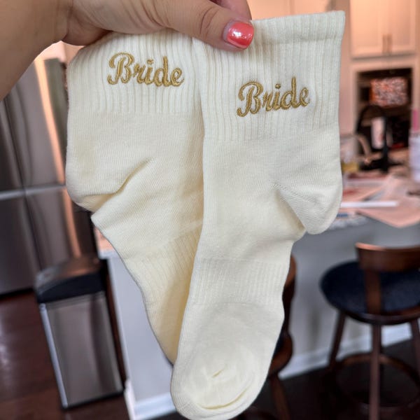 Sage Green Custom Wifey Socks, Embroidered Ivory Bride Socks ...