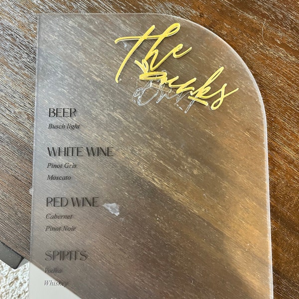 Double Arch 3D Bar Menu Sign | Personalized Drinks | Custom Acrylic Bar ...