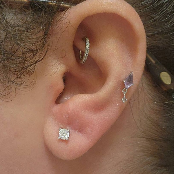 Flower Charm Hoop Earrings Set for Multiple Piercings, Gold Pave Hoop ...