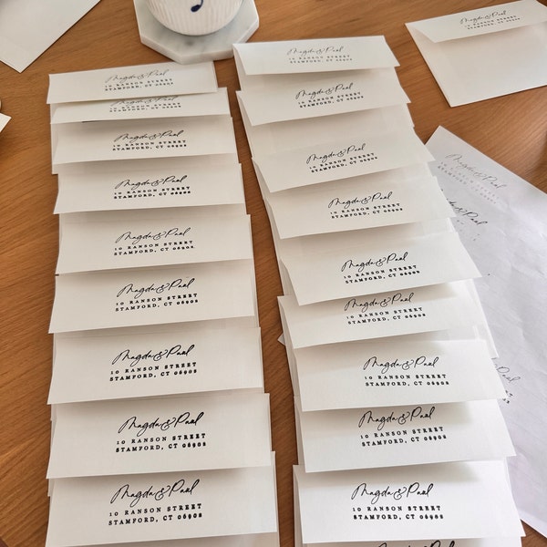 Calligraphy Return Address Stamp, Custom Address Stamp for Wedding ...