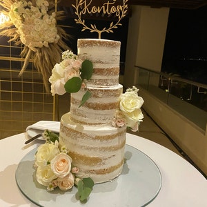 Wedding cake topper sign made of wood in an old rustic style. | Etsy