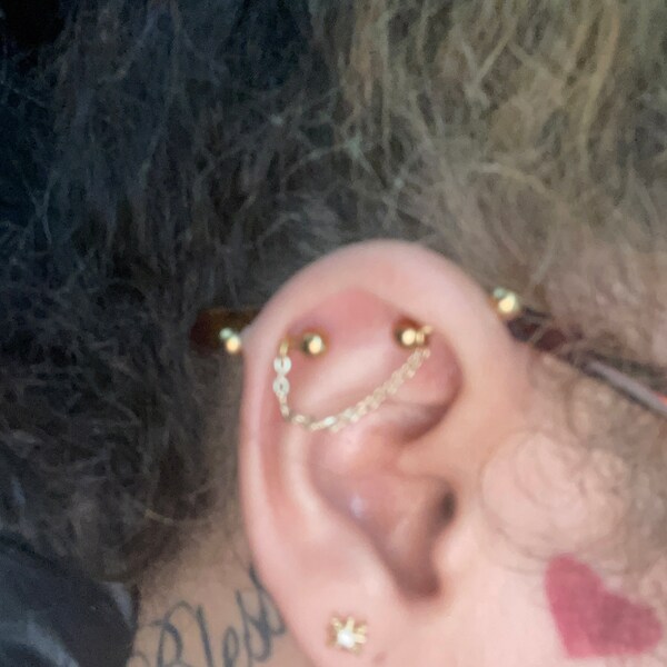 Industrial Piercing Bars With Chains, Ear Cartilage Bars With Chain ...