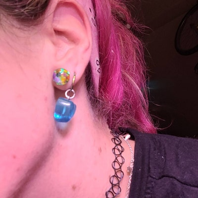 PAIR 80s Themed Plugs Gauges Plugs and Tunnels Magnified Glitter Plugs ...