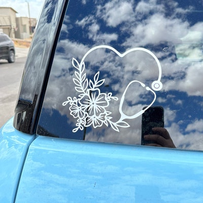 Nursing Stethoscope Heart Floral Vinyl Decal, Doctor, Surgeon, Nurse ...
