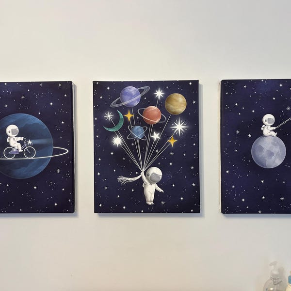 Space Themed Nursery Wall Art, Starry Night Printable, Navy Blue ...