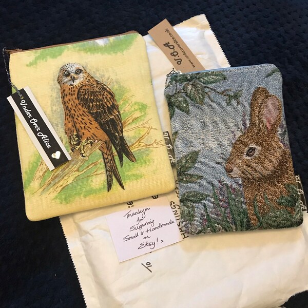 Vegan Suede Zipper Wallet Kitty Coin Purse Designers Guild Fabric ...
