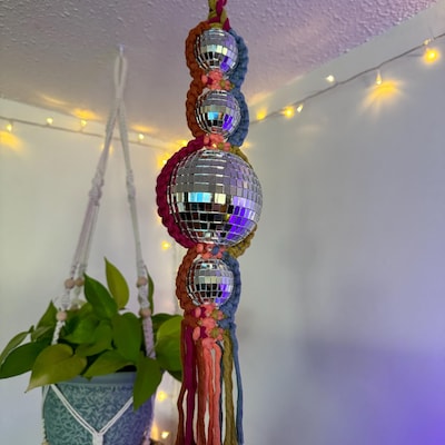 Disco Fringe Ball Macrame Disco Hanger Fringe Ball disco Ball Disco ...