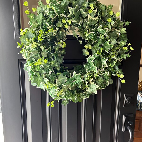 Spring Greenery Wreath for Front Door, Green Spring Wreath, Greenery ...