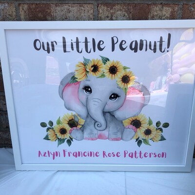 Elephant Sunflower Baby Shower Decorations, Elephant Baby Girl Pink ...