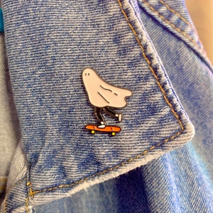 Skateboard Ghost (red) Pin - Etsy