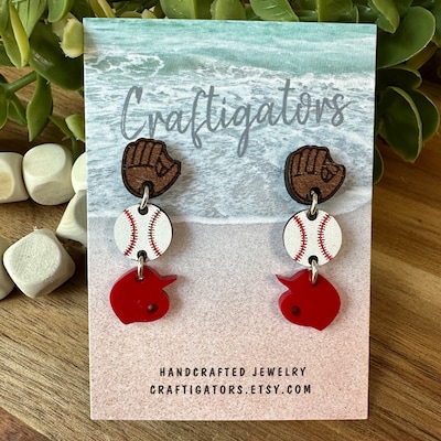 Baseball Earring File SVG for Glowforge Laser Cutter, Layered Acrylic ...