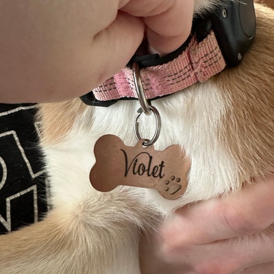 Engraved Dog Tag, Rose Gold Dog Tag Personalized, Dog Name Tag, Custom ...