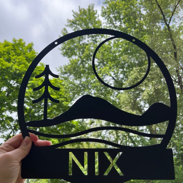 Mid Century Modern Metal Lake Sign With Custom Name, MCM Outdoor Decor ...