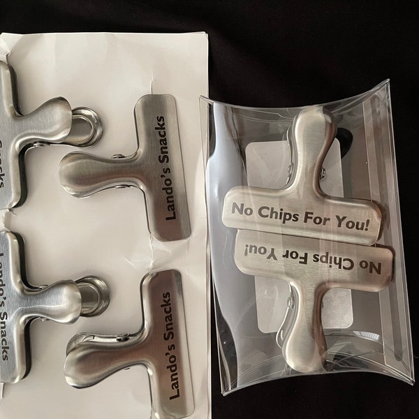 Four Pack - Custom Bag Clips - Laser Engraved - Extra Heavy Stainless ...