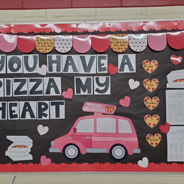 Pizza Delivery Truck - Valentines - February Bulletin Board Kit - Etsy