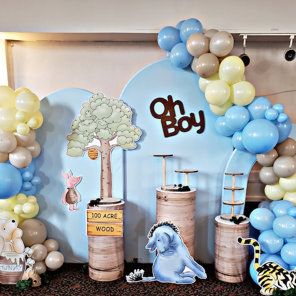 Wood Texture Cylinder Plinth Cover,round Pedestal Jungle Safari Elastic ...