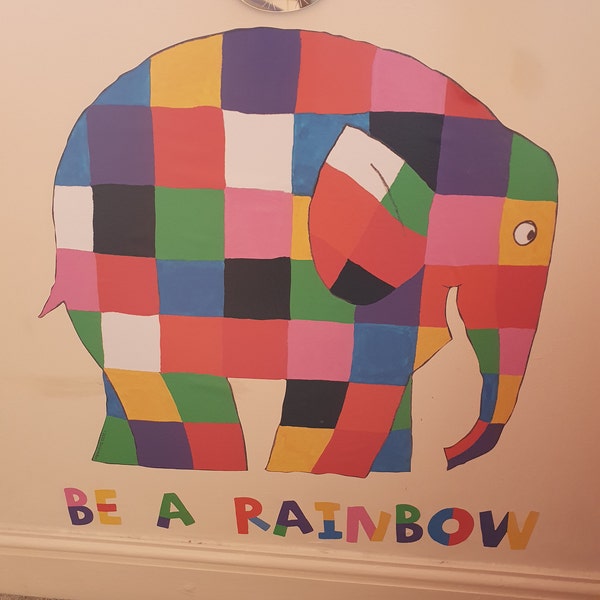Elmer Be a Rainbow Wall Sticker, Elmer the Patchwork Elephant Wall ...