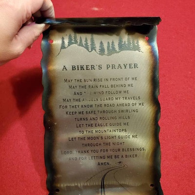Biker Gift, Bikers Prayer, Motorcycle Rider Gift, Metal Scroll, Metal ...