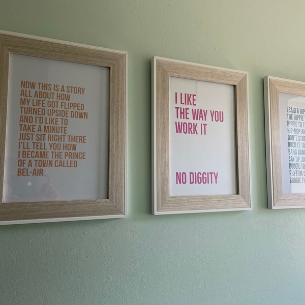 Fresh Prince, Lyrics Poster, Retro Prints, 90s Prints, Gallery Wall ...