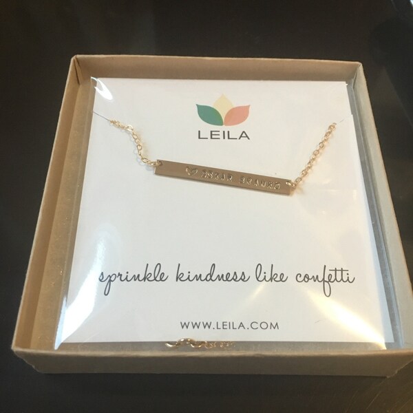 Personalized Gold Bar / Skinny Bar Necklace/ Customized Gold Bar ...