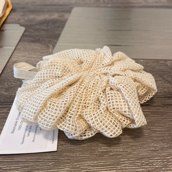 Organic Cotton Shower Pouf | Zero Waste Body Loofah | Ecofriendly Bath ...