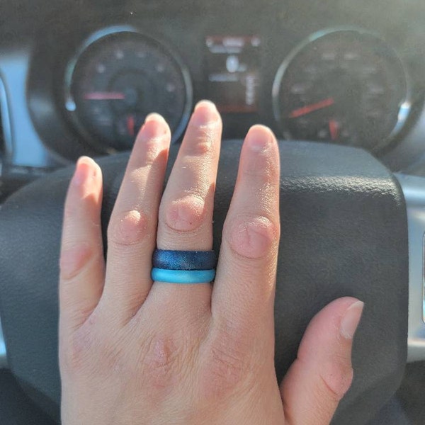 Sapphire Blue Silicone Ring Men Women, Safe Flexible Breathable ...