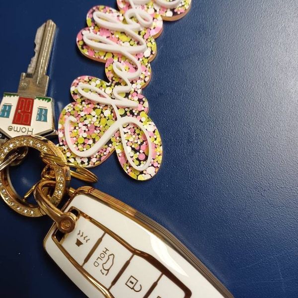 Personalized Acrylic Name Keychain: Polka Dot Backpack Tag - Etsy