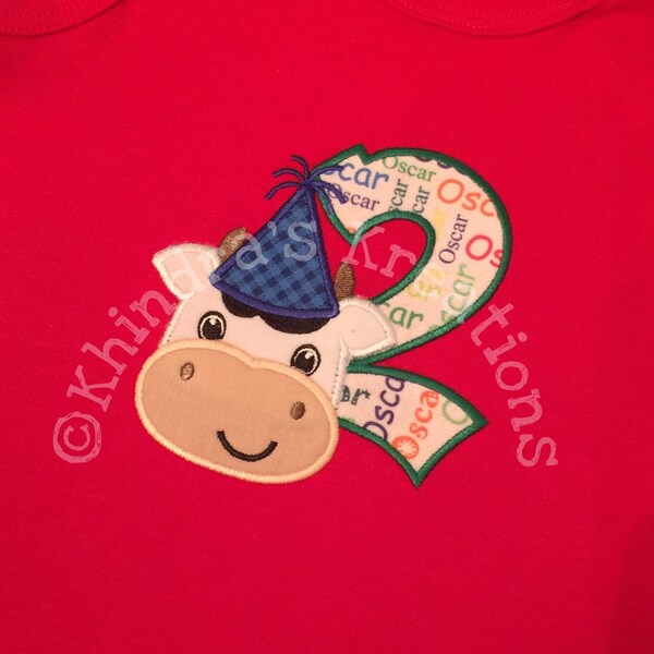 Cow Number 2 Birthday Machine Embroidery Applique Design - Etsy