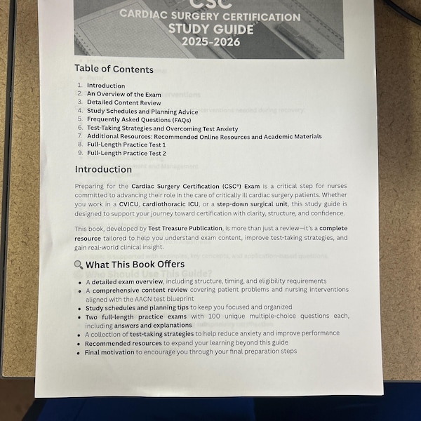 CSC Exam Study Guide 2025-2026 – AACN Cardiac Surgery Prep - Etsy