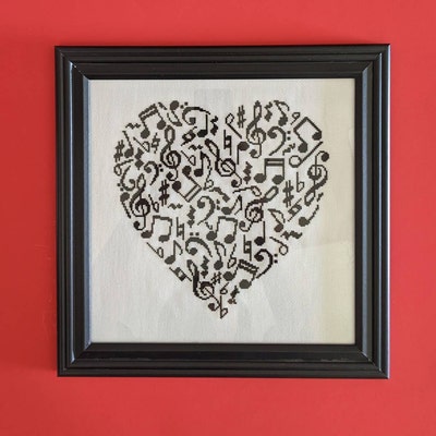 Heart of Musical Notes Cross Stitch Pattern, Music Cross Stitch ...