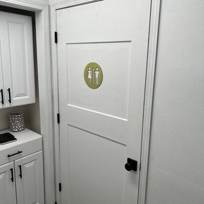 Restroom Door Sign Metal. Unisex Bathroom Sign Gold. All Gender ...