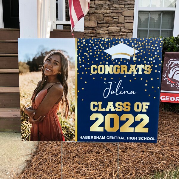 Custom Graduation Yard Sign With Photo | Double-sided | Personalized ...
