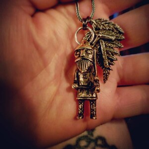 Ritual Dagger Sacrificial Athame Silver Pendant with Iron Chain and ...