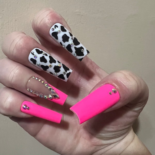 Matte Pink Cow Print Set - Etsy