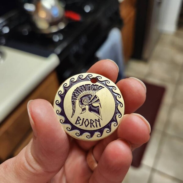 Greek Dog or Cat Tag Personalized, Spartan Helmet Pet Id Tag for Dog ...