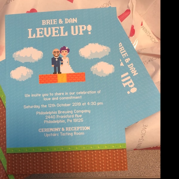 Gamer Retro 8-bit Wedding Invitation Suite Editable Template - Etsy
