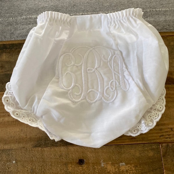 Monogrammed Baby Bloomers: Personalized White Diaper Cover - Etsy