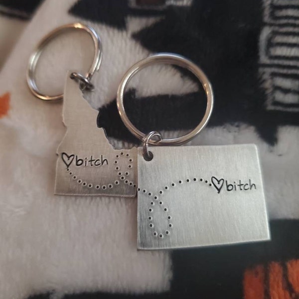 Best Friends Gift BFF Gift Best Friends Keychain Bestie Gift State ...