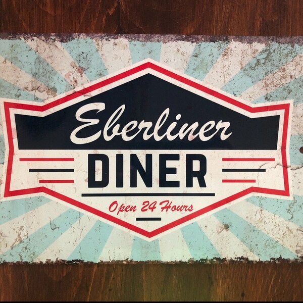 Personalized Vintage Distressed Look Diner Open 24 Hours Metal Room ...