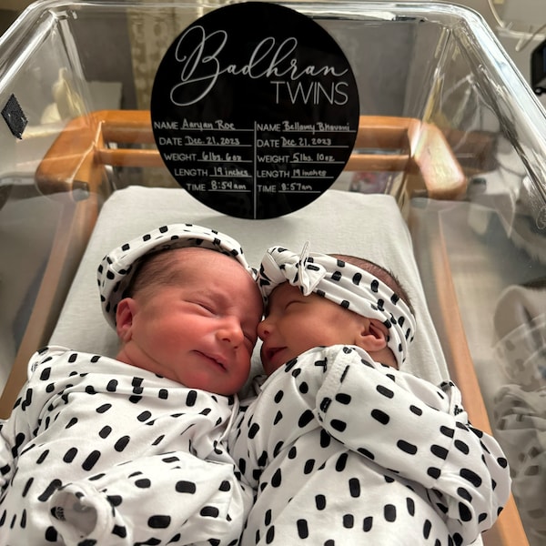 Birth Announcement Sign for Twins, Baby Stat Sign for Twins, Twins ...