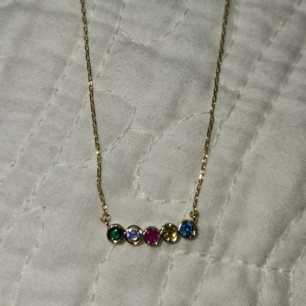 14k Solid Gold Birthstone Necklace, Personalized Mothers Day Gifts ...