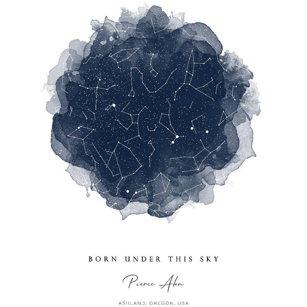 Custom Night Sky Constellation Star Map by Date Guestbook Alternative ...