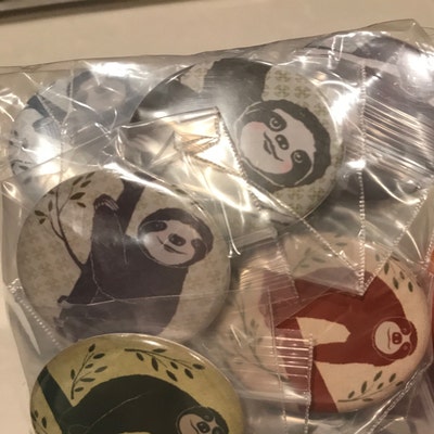 Cute Sloth Party Favor Set of 20 Buttons. Choose 1 1.25 or 1.5 Pin ...